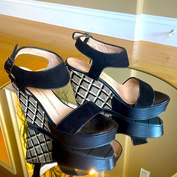 Versace | Shoes | Versace Wedge Sandals Sz 38 | Poshmark
